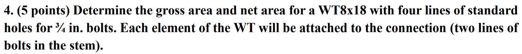 Solved 4. (5 points) Determine the gross area and net area | Chegg.com