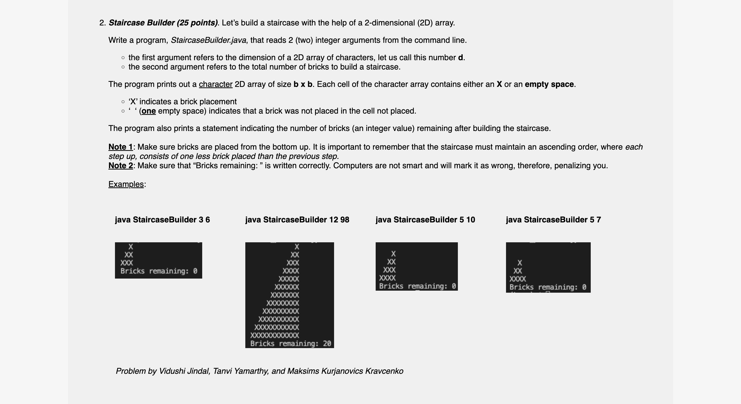 Solved Test 2, correctness: java StaircaseBuilder 34 Student | Chegg.com