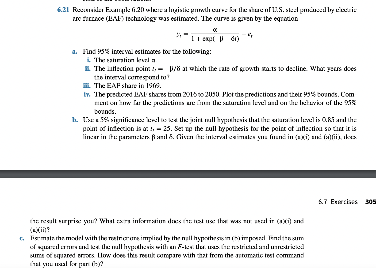 Solved Reconsider Example 6.20 where a logistic growth curve | Chegg.com