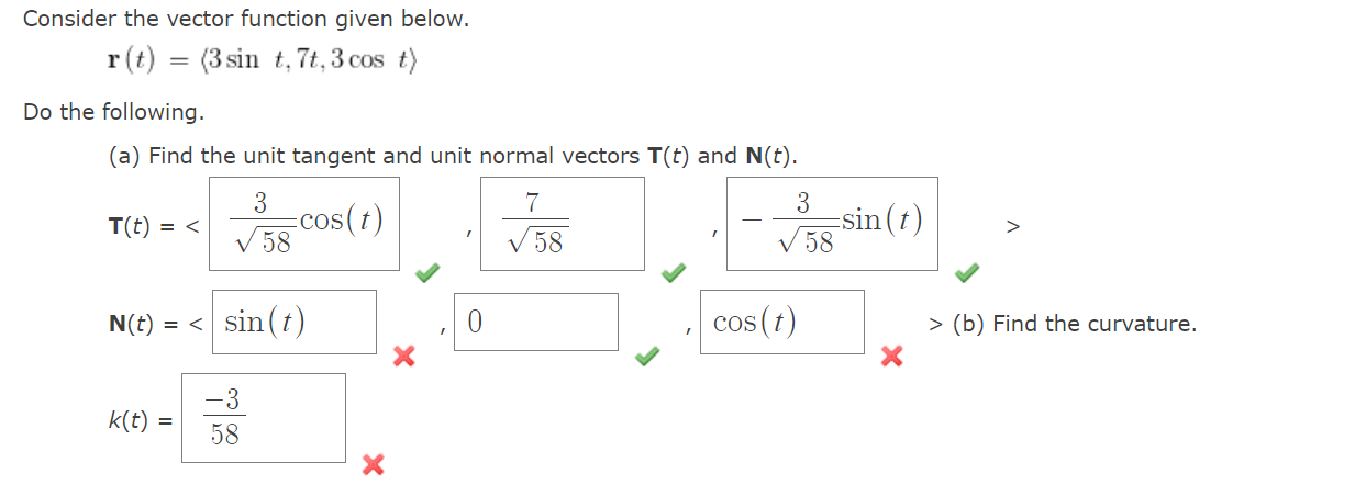 Solved Consider the vector function given below. r(t) = (3 | Chegg.com