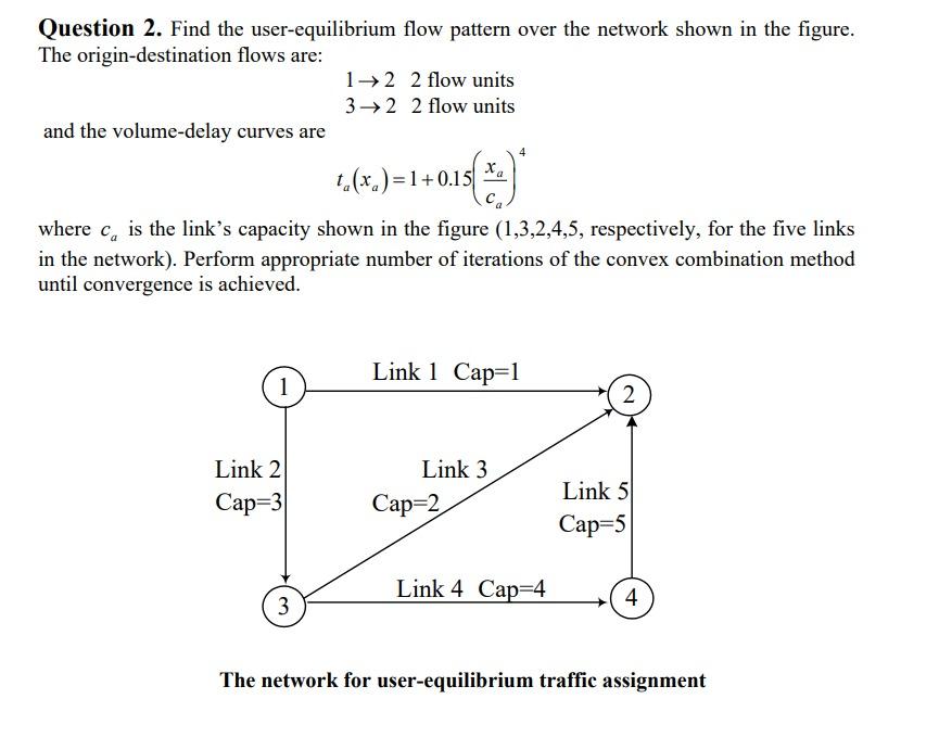 Solved Question 2. Find the user-equilibrium flow pattern | Chegg.com