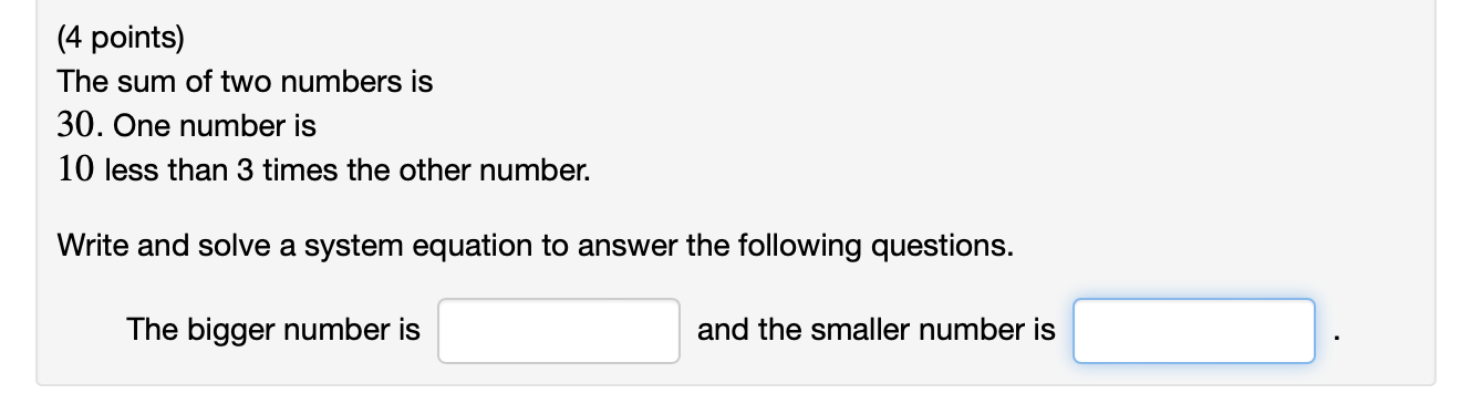 (4 points) The sum of two numbers is 30. One number | Chegg.com