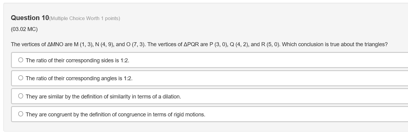 Solved Question 10 Multiple Choice Worth 1 points) (03.02 | Chegg.com