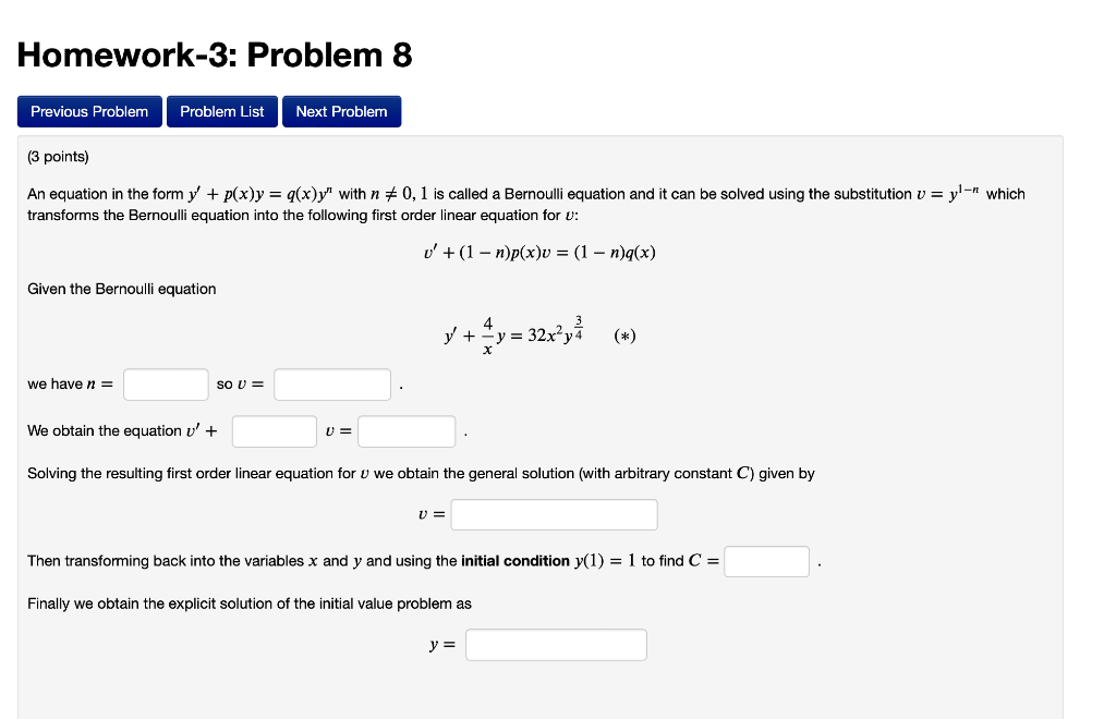 Solved Homework 3 Problem 8 Previous Problem Problem List 3688