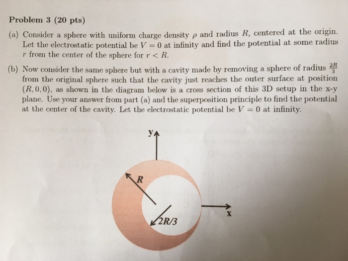 Solved Consider a sphere with uniform charge density rho and | Chegg.com
