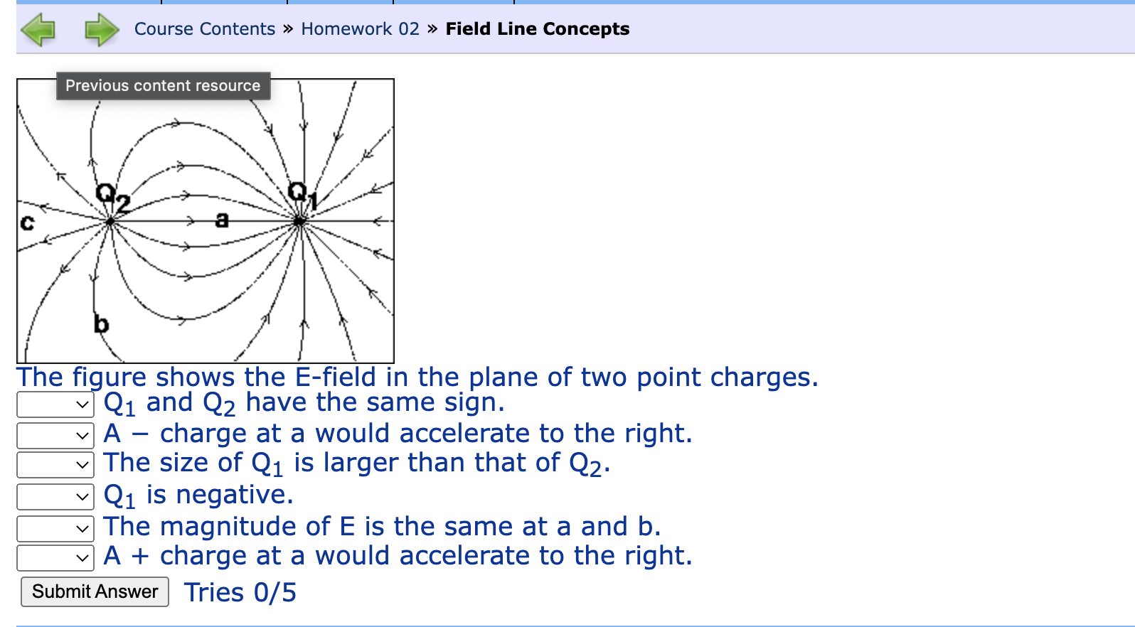 Solved Course Contents ≫ Homework 02≫ Field Line Concepts | Chegg.com