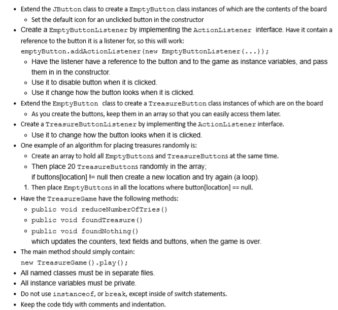 Basically, make a treasure hunt game in Java. SOMEONE | Chegg.com