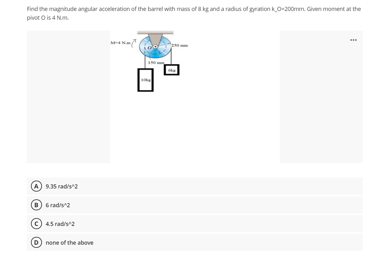 Solved Find the magnitude angular acceleration of the barrel | Chegg.com