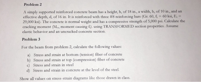 Solved Problem 2 A simply supported reinforced concrete beam | Chegg.com