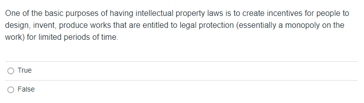 Solved One of the basic purposes of having intellectual | Chegg.com