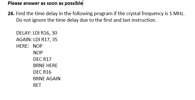 Solved Please answer as soon as possible 26. Find the time | Chegg.com