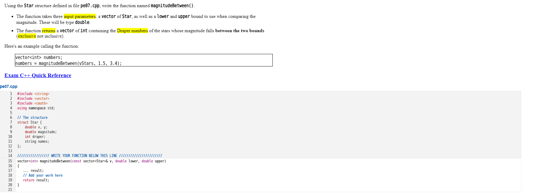 Solved Using the Star structure defined in file peo7.cpp, | Chegg.com