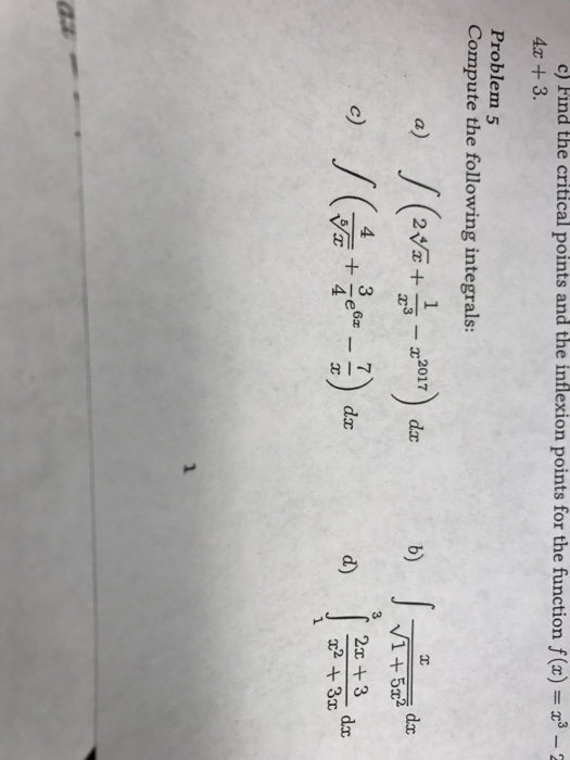 Solved Find the critical points and the inflexion points for | Chegg.com
