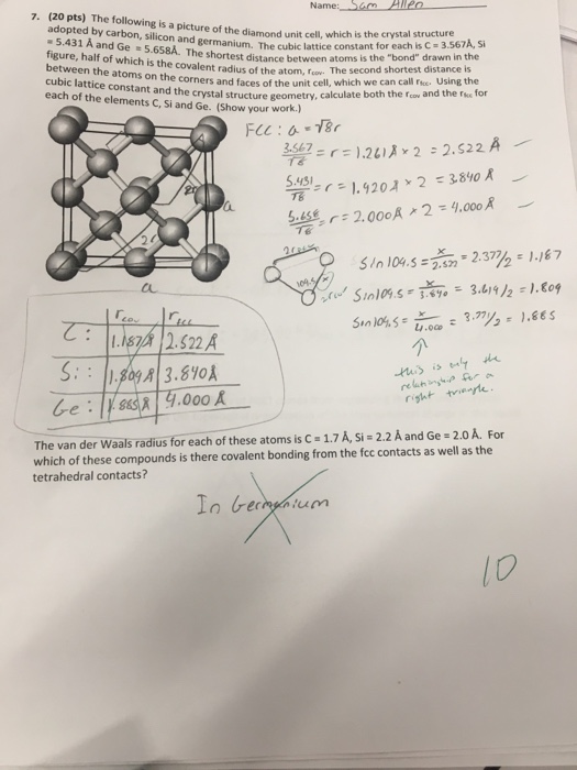 Solved The following is a picture of the diamond unit cell, | Chegg.com