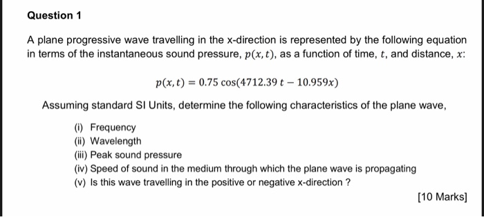 Solved Question 1 A Plane Progressive Wave Travelling In The