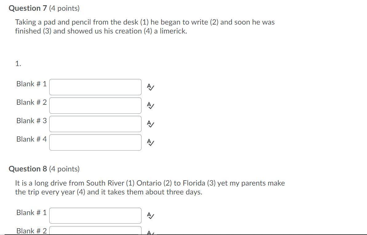 Solved Blank # 1 AJ Blank #2 Decide what punctuation marks | Chegg.com