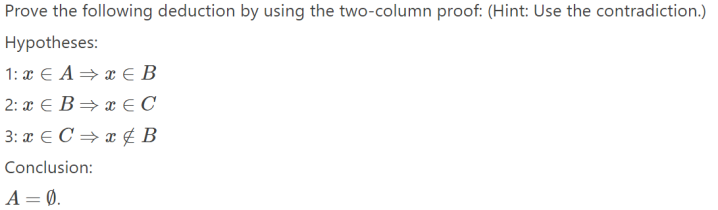 Solved Prove the following deduction by using the two-column | Chegg.com