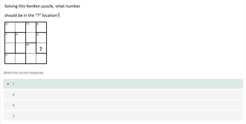 Solved Solving this KenKen puzzle, what number should be in | Chegg.com