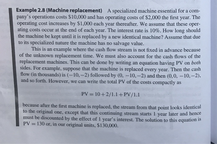 Solved Example 2.8 (Machine replacement) Aspecialized | Chegg.com