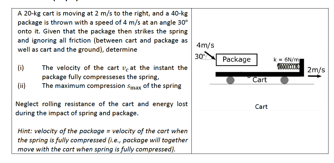 solved-a-20-kg-cart-is-moving-at-2-m-s-to-the-right-and-a-chegg