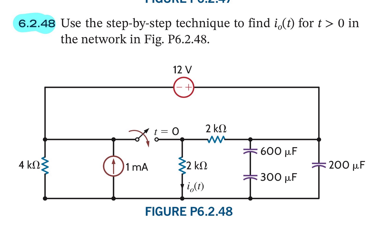 Solved 6.2.48 ﻿Use the step-by-step technique to ﻿find io(t) | Chegg.com