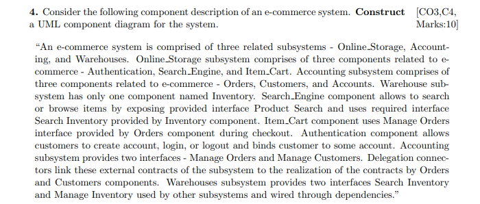 Solved 4. Consider the following component description of an | Chegg.com