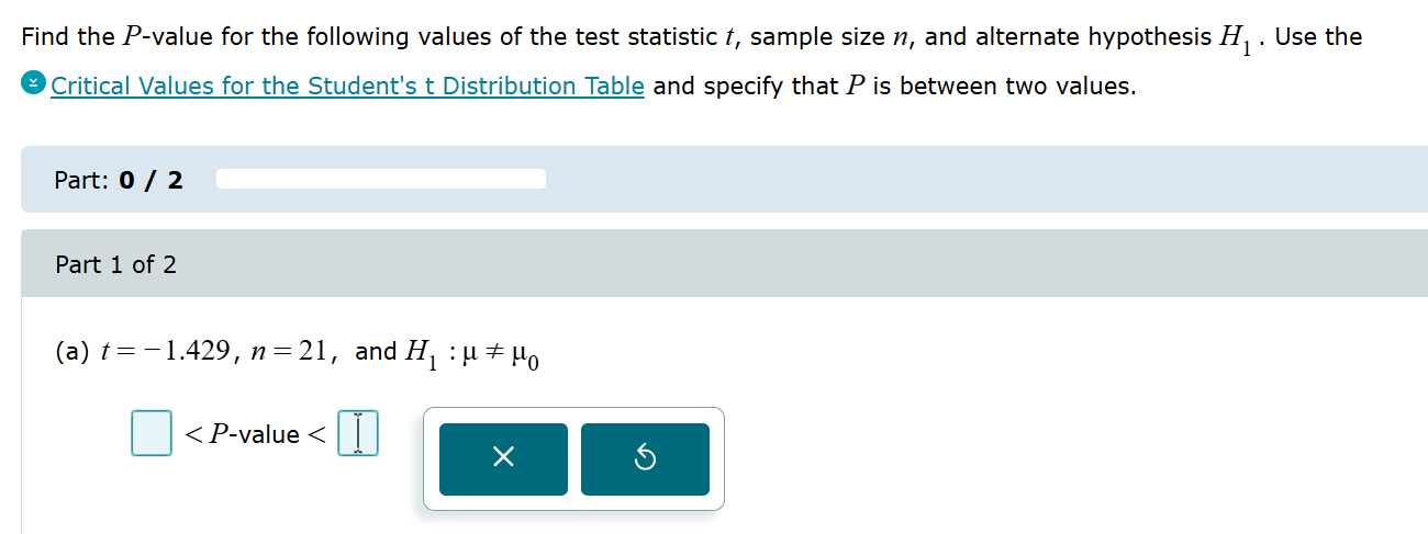 Solved Find The P Value For The Following Values Of ﻿the