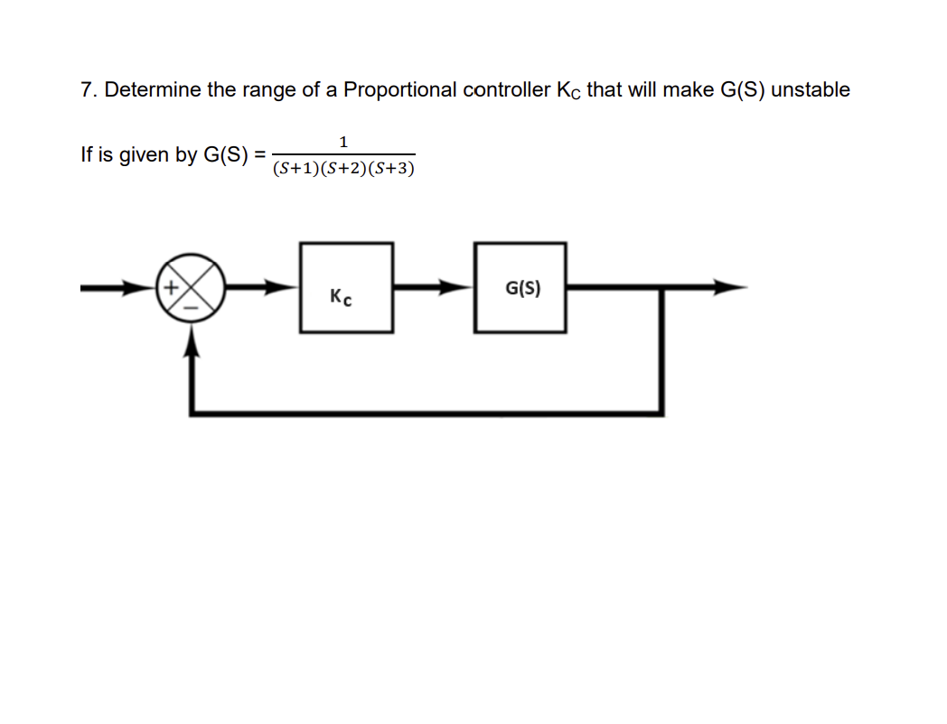 Determine the range of a Proportional controller KC | Chegg.com