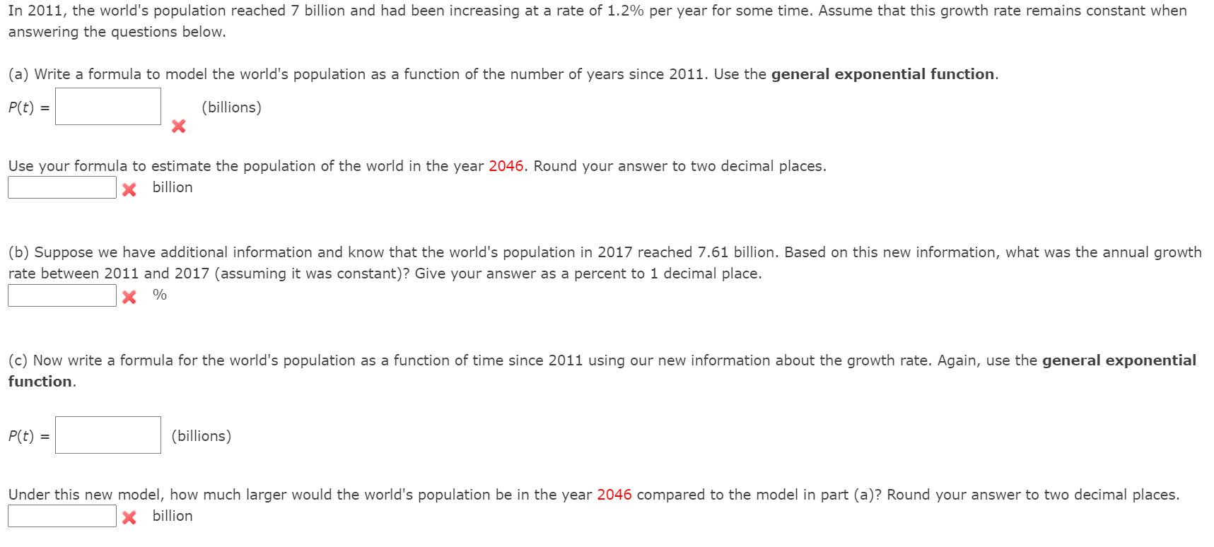 Solved In 2011, the world's population reached 7 billion and | Chegg.com