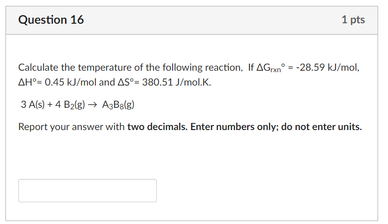 Solved Calculate the temperature of the following reaction, | Chegg.com