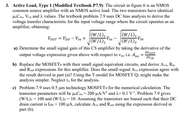 Solved Active Load, Type 1 (Modified Textbook P7.9): The | Chegg.com