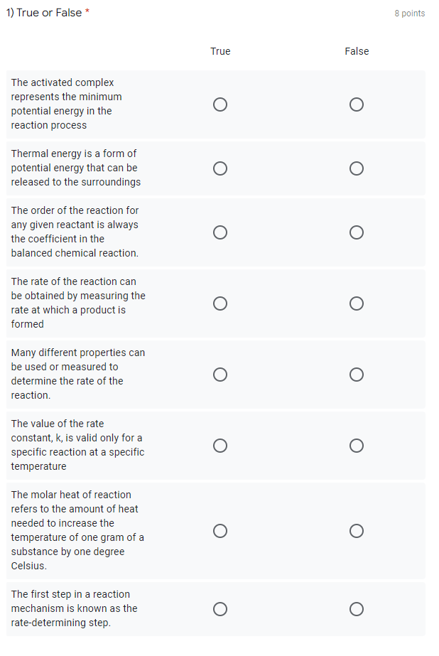 Solved 1) True or False * The activated complex represents | Chegg.com