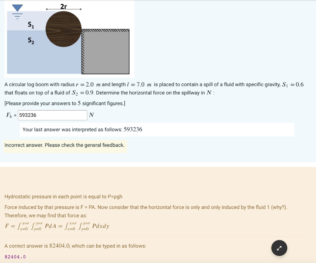 Solved A circular log boom with radius r=2.0 m and length | Chegg.com