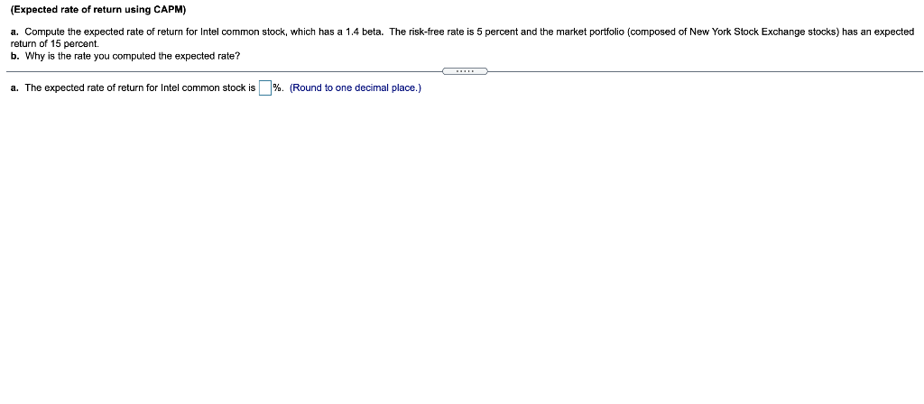 Solved (Expected rate of return using CAPM) a. Compute the | Chegg.com