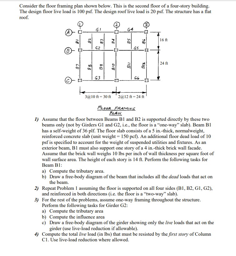 Solved Consider the floor framing plan shown below. This is | Chegg.com