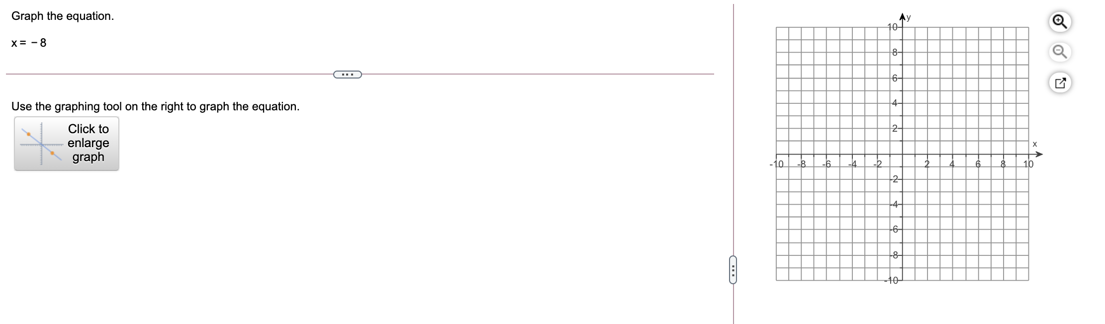 Solved Graph the equation. Ay 10- X = -8 8- 6- LY 4- Use the | Chegg.com