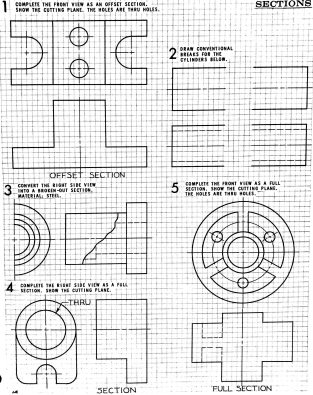 Solved 1. Complete the front view as an offset section. Show | Chegg.com