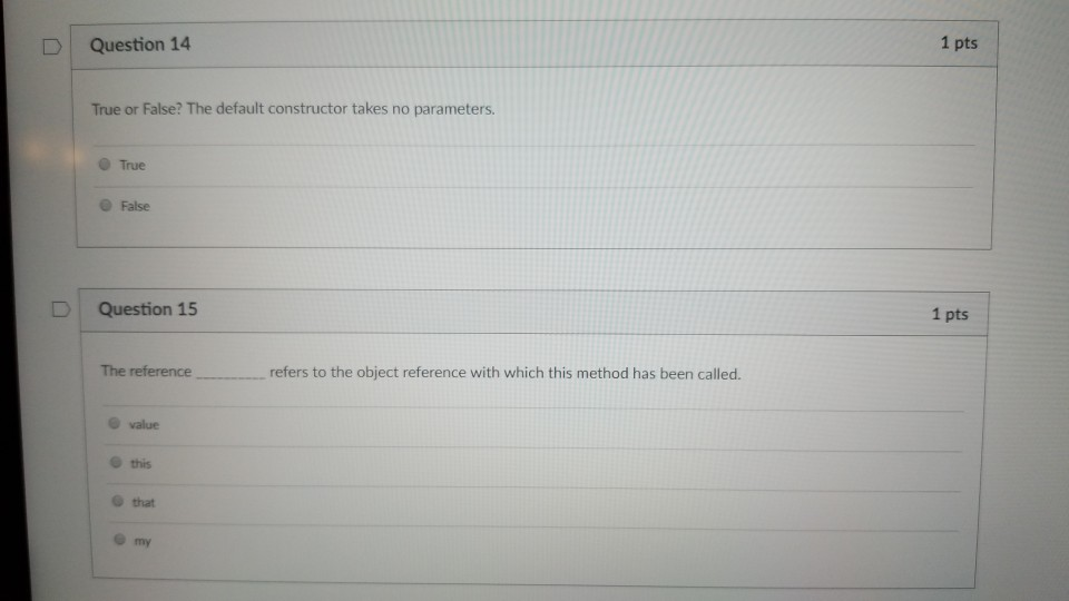 Solved D | Question 18 1 pts We can define class variables | Chegg.com