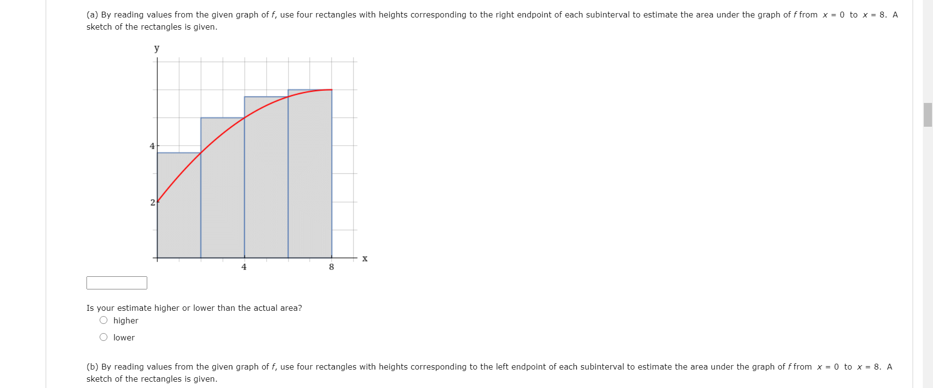 Solved Consider the graph. y 4 2 X 4 8 (a) By reading values | Chegg.com