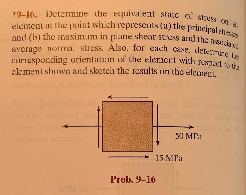 Solved 9–49. Solve Prob. 9–16 using Mohr's circle. *9_16. | Chegg.com
