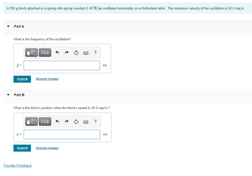 Solved A 200 g block attached to a spring with spring | Chegg.com