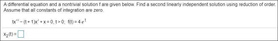 Solved A differential equation and a nontrivial solution f | Chegg.com