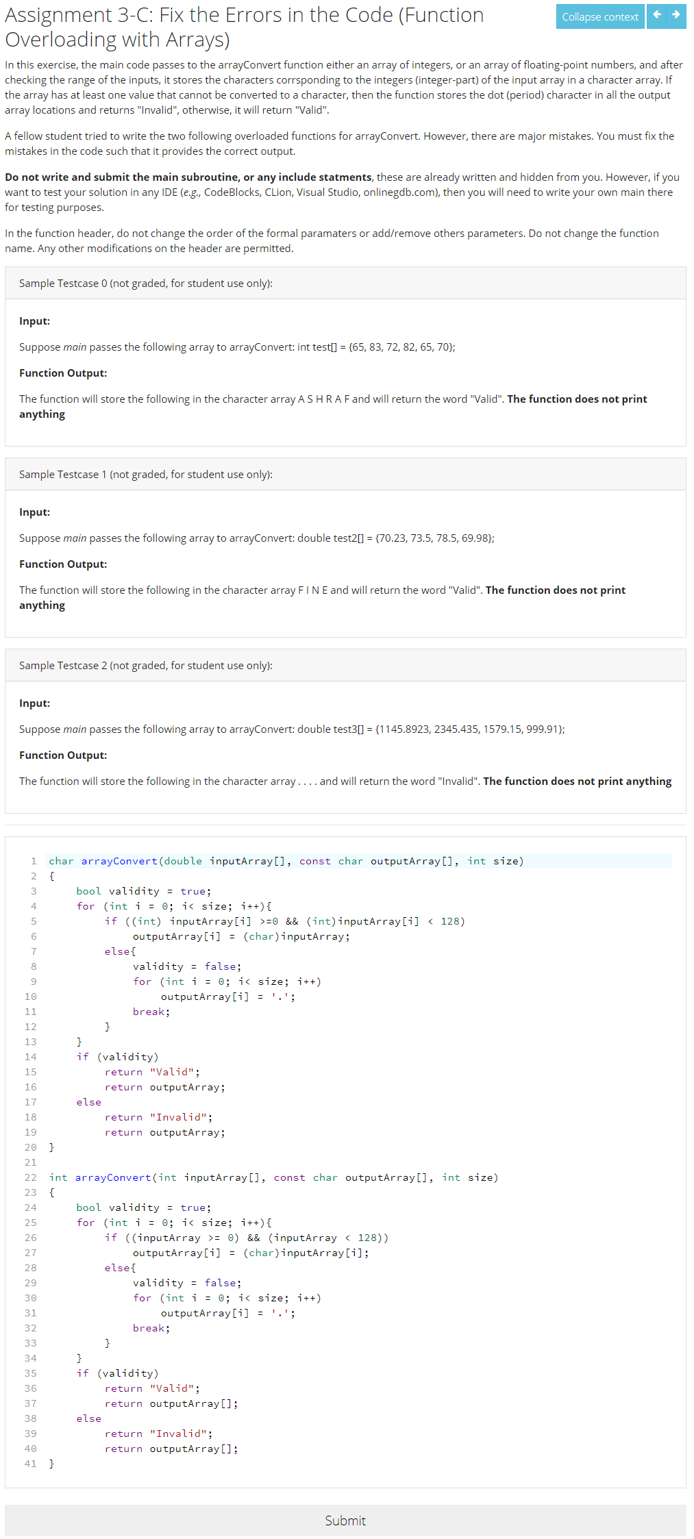 Solved Assignment 3-C: Fix the Errors in the Code (Function | Chegg.com