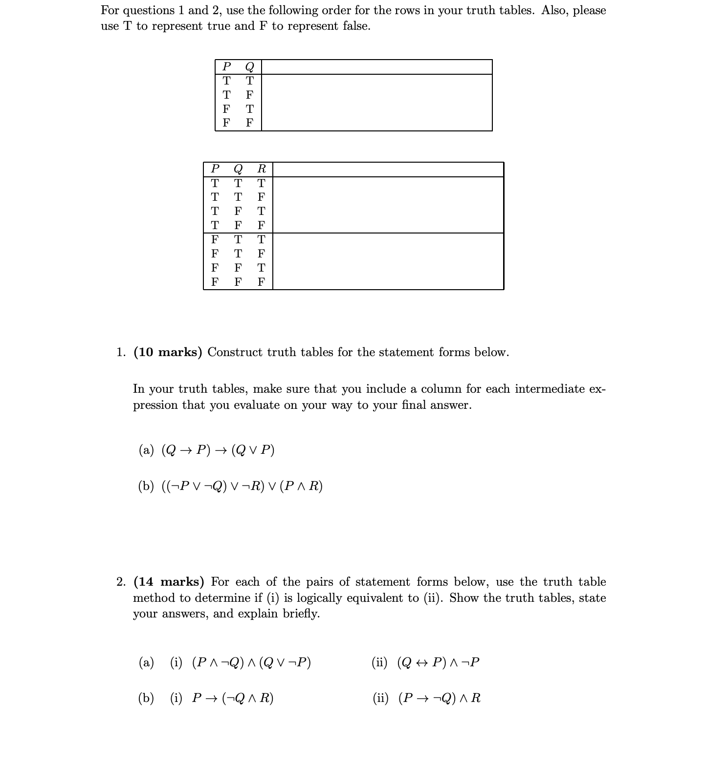 Solved For questions 1 and 2 , use the following order for | Chegg.com