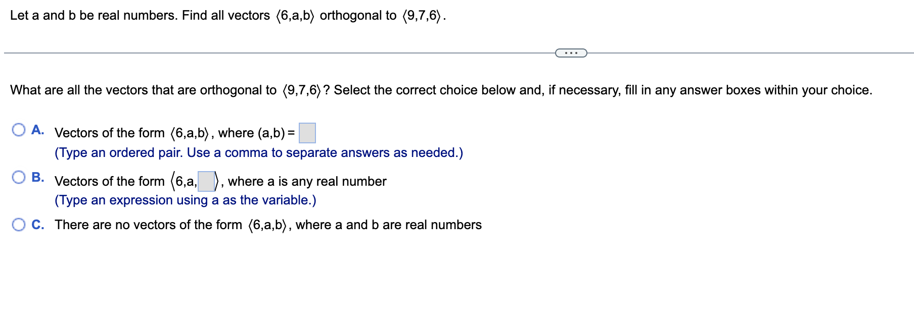Solved Let a and b be real numbers. Find all vectors 6,a,b | Chegg.com