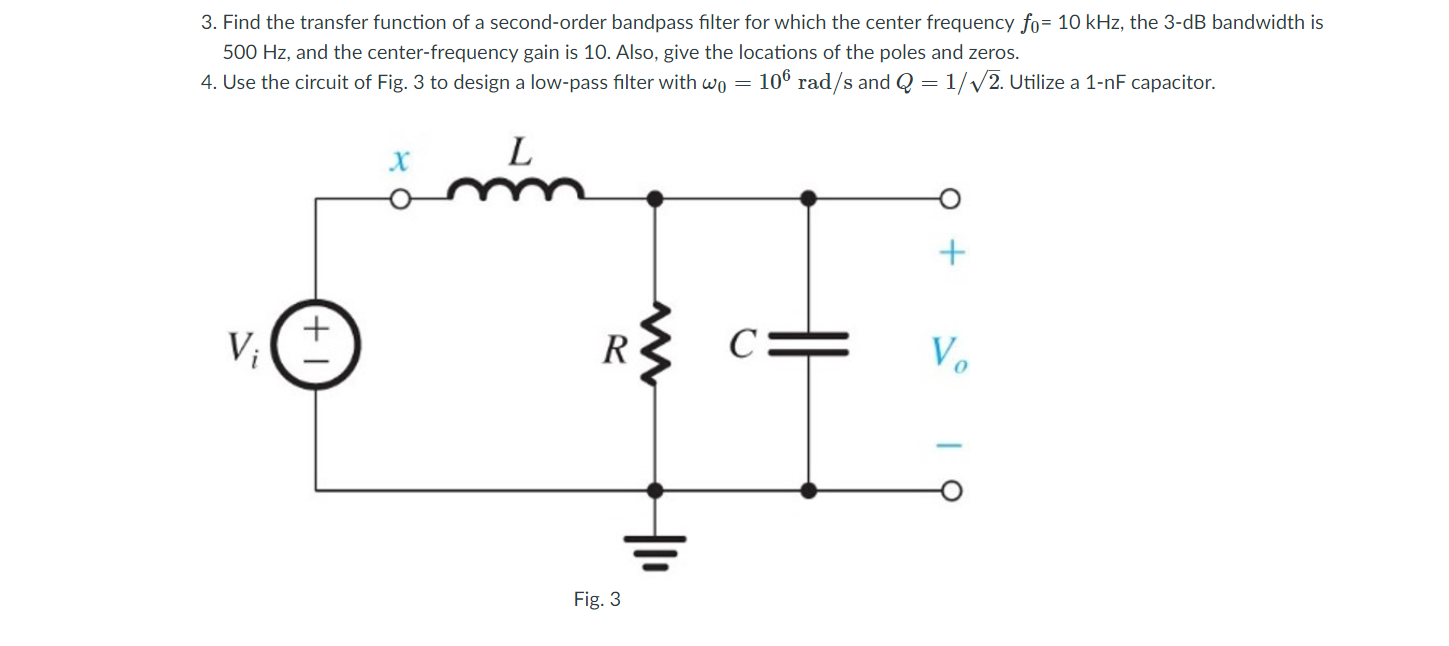 Solved 3. Find the transfer function of a second-order | Chegg.com