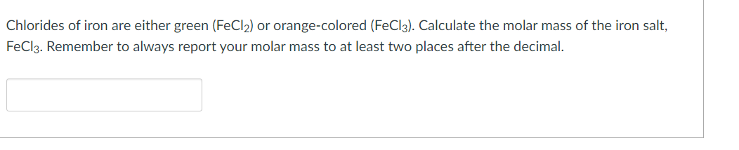 Solved Chlorides of iron are either green (FeCl2) or | Chegg.com