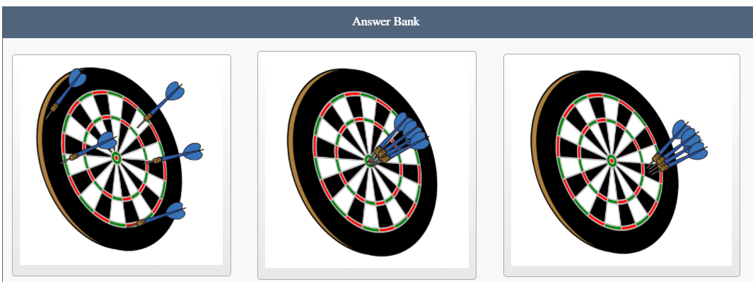 Solved Identify each dartboard image as precise and | Chegg.com
