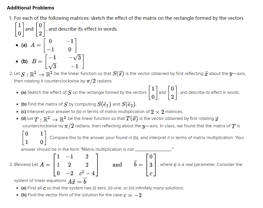Solved Additional Problems 1. For each of the following | Chegg.com