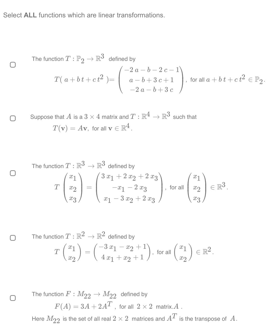 Solved Select All Functions Which Are Linear